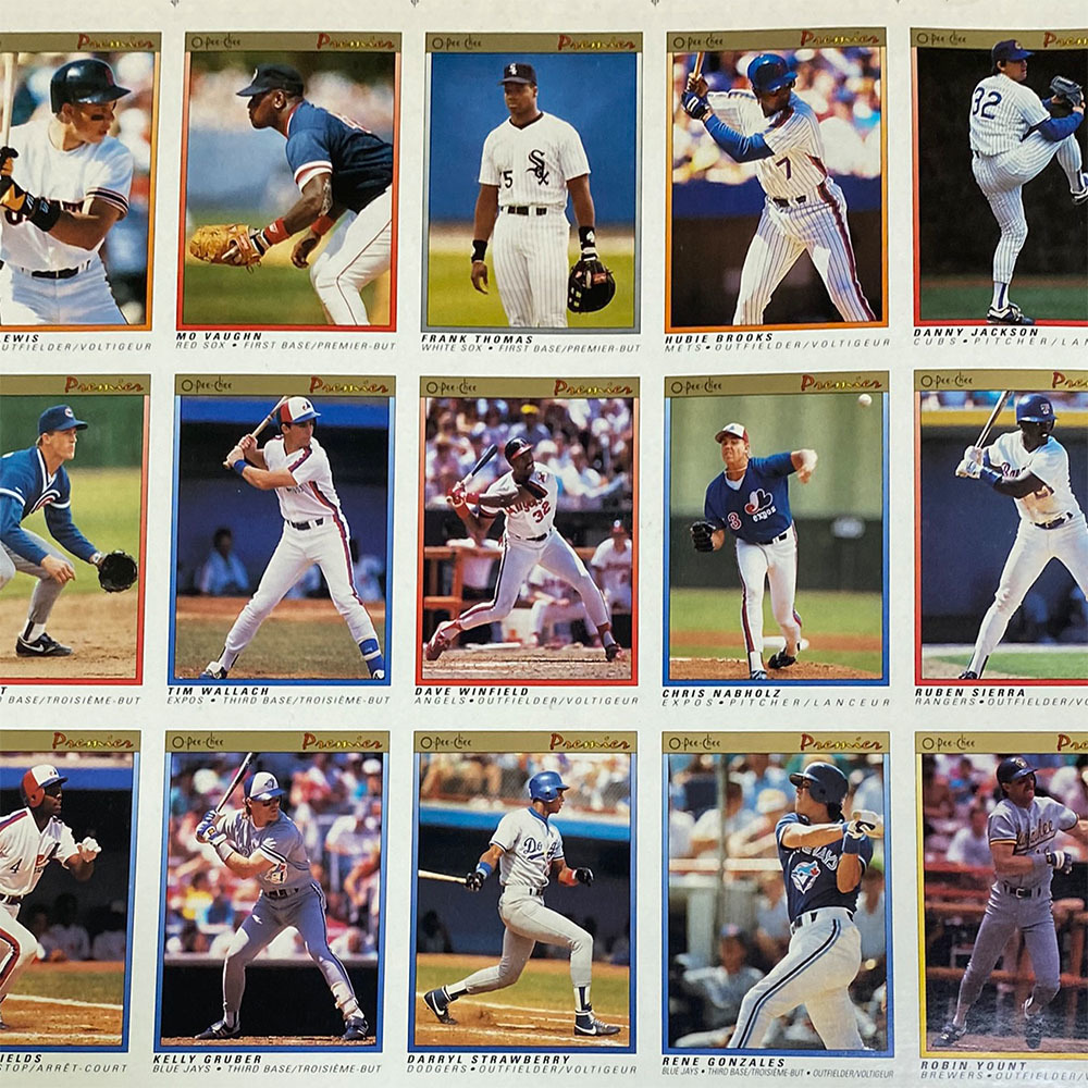 1991 O-Pee-Chee Premier Uncut Baseball Card Sheet - NHL Auctions