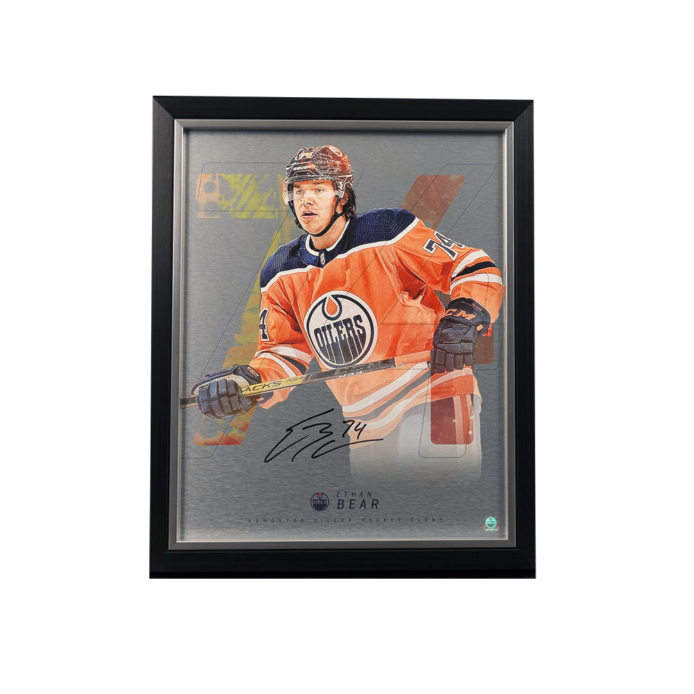 Ethan Bear #74 - Autographed & Framed Edmonton Oilers 16" x 20 ...