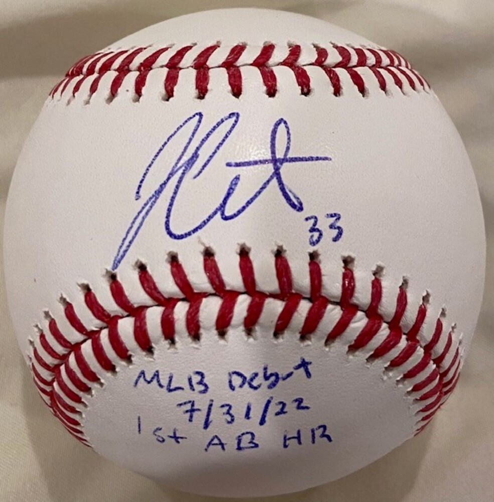 James Outman Autographed "MLB Debut 7/31/22 1st AB HR" Baseball | MLB ...