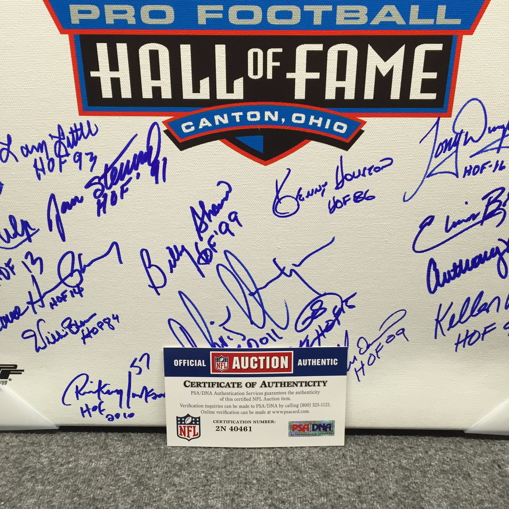HOF - Multi Signed 16x20 HOF logo canvas print (including Warren Moon ...