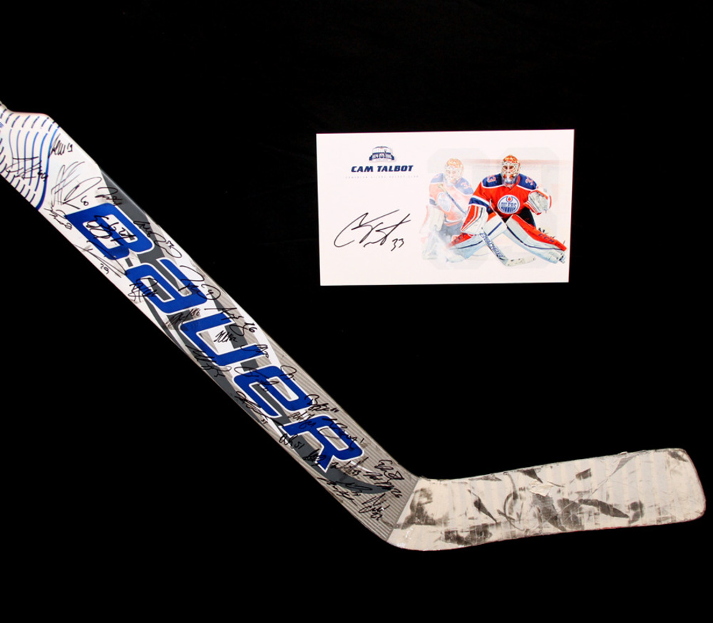 2015-16 Edmonton Oilers Team Signed Cam Talbot Used Bauer Goalie Stick ...