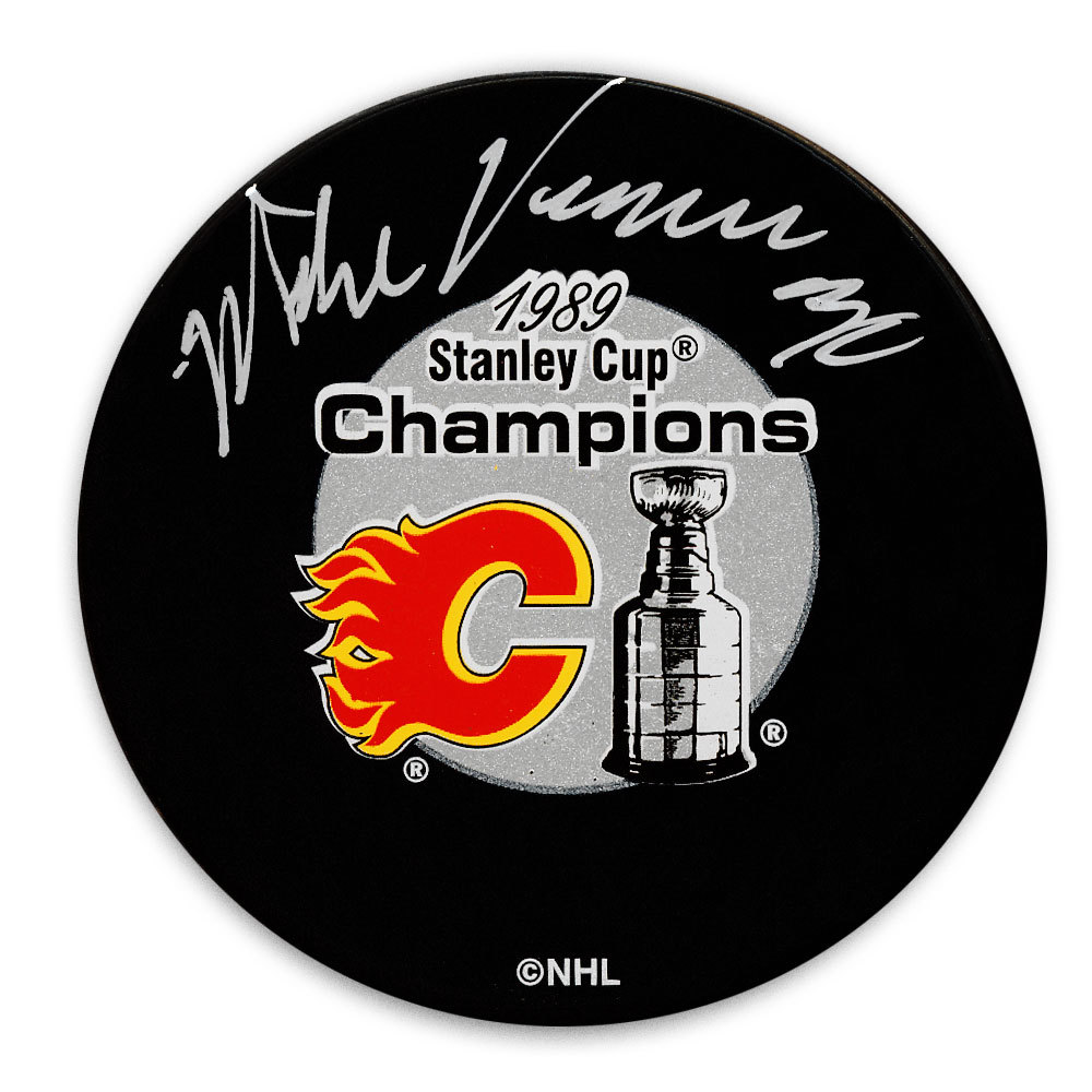 Mike Vernon Calgary Flames 1989 Stanley Cup Champions Autographed Puck ...