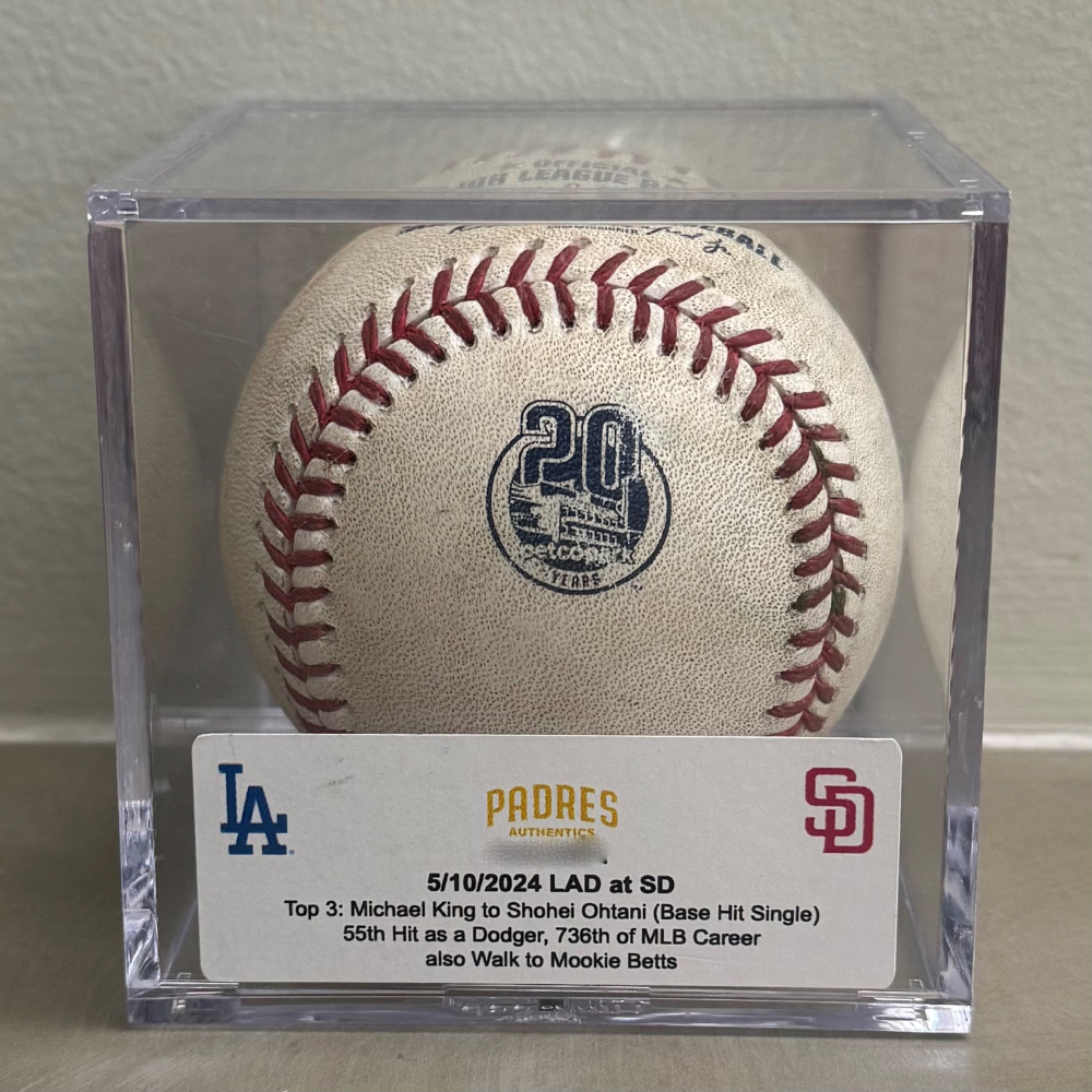 Shohei Ohtani MLB Career Hit #736 & #55 as Dodger - 5/10/2024 LAD at SD Game-Used Baseball From ...