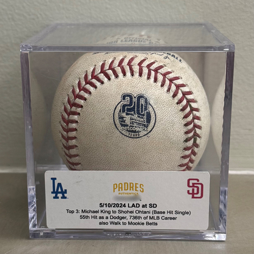 Shohei Ohtani MLB Career Hit #736 & #55 as Dodger - 5/10/2024 LAD at SD Game-Used Baseball From ...