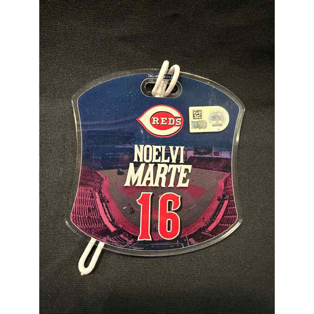 Noelvi Marte -- Team Issued Luggage Tag -- 2025 NL Wild Card Series ...