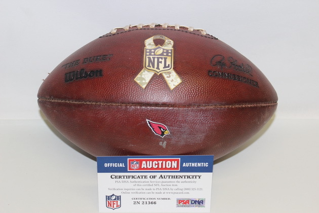CARDINALS - STS GAME USED FOOTBALL W/ STS RIBBON LOGO (NOVEMBER 2015 ...