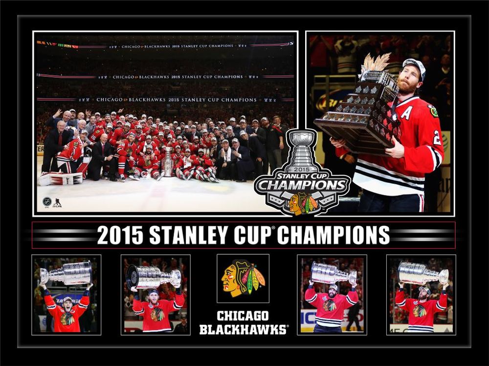 Chicago Blackhawks - Framed 5 Player 2015 Stanley Cup Champions Collage ...