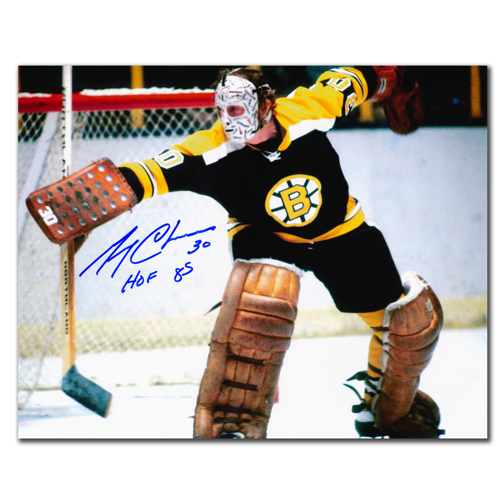 Gerry Cheevers Boston Bruins BLOCKER SAVE Autographed 8x10 - NHL Auctions
