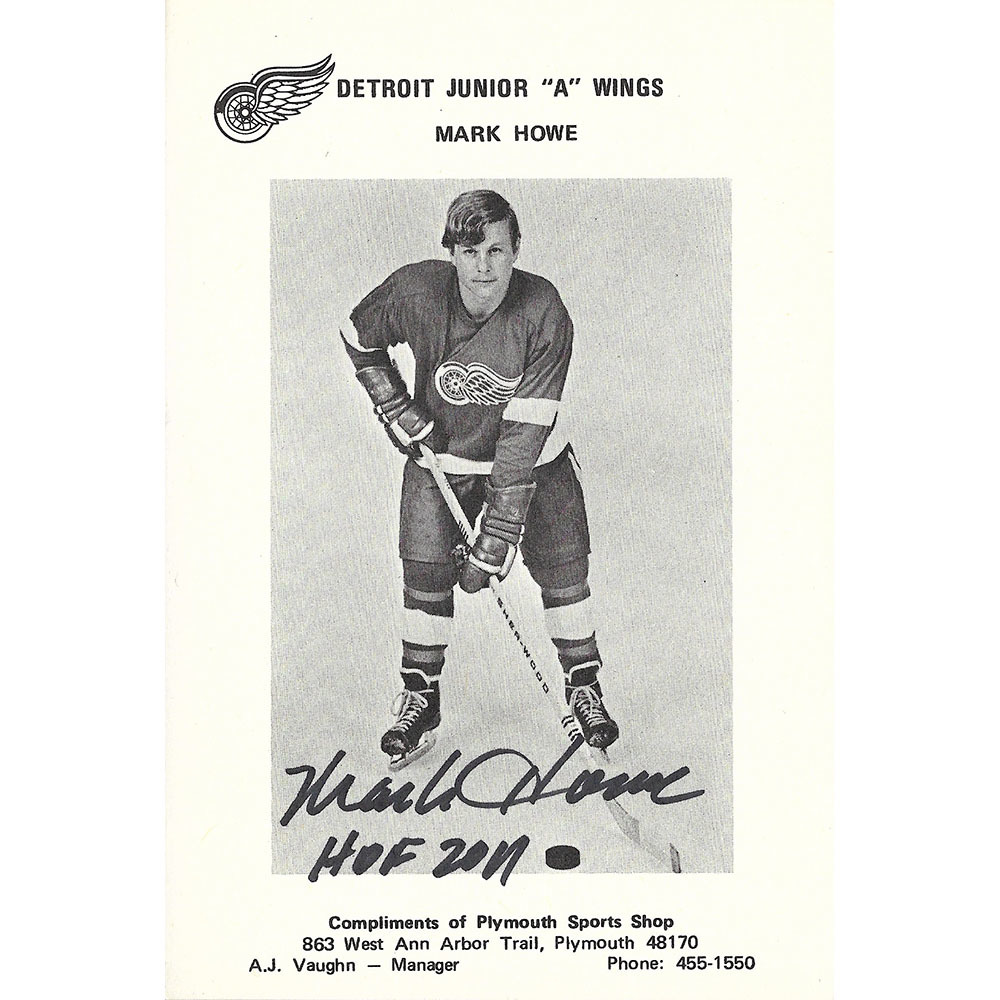 Mark Howe Autographed Junior A Red Wings 4X6 Card - NHL Auctions
