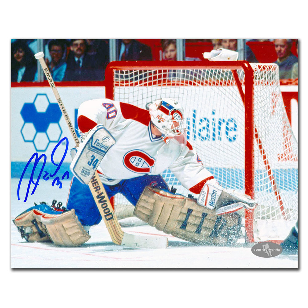 Andre Racicot Montreal Canadiens BIG SAVE Autographed 8x10 - NHL Auctions