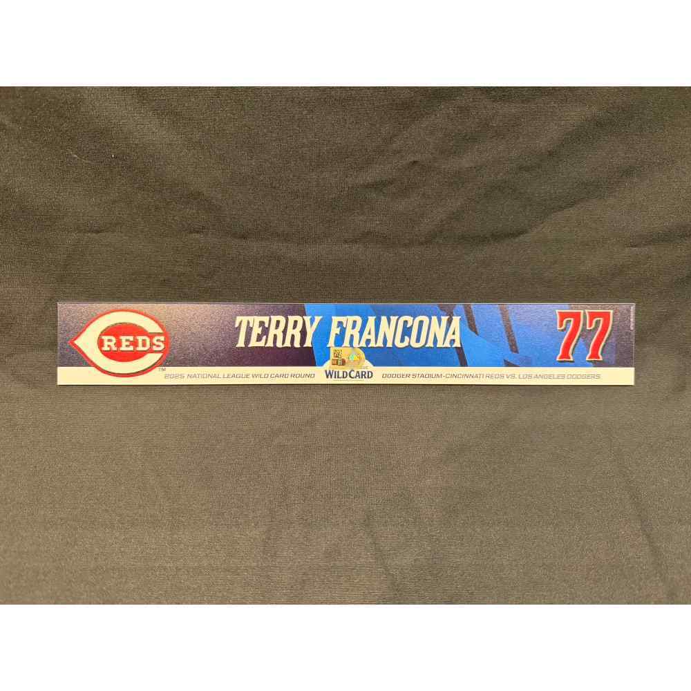 Terry Francona -- Game Used Locker Name Plate -- 2025 NL Wild Card ...