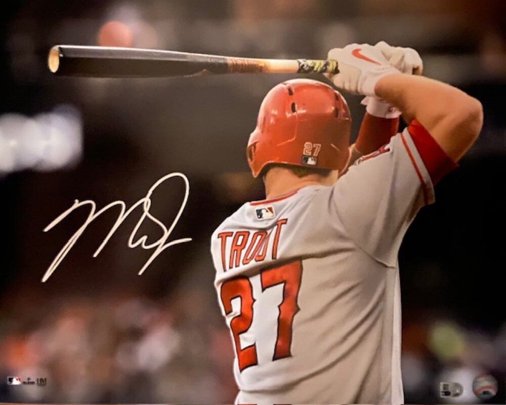 Mike Trout Autographed 16x20 - Close Up Behind Back | MLB Auctions