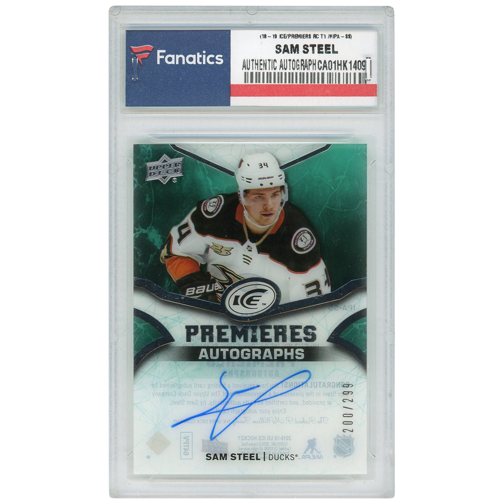 Sam Steel Anaheim Ducks Autographed 2018-19 Upper Deck Ice Premieres ...