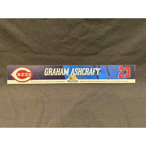 Graham Ashcraft -- Game Used Locker Name Plate -- 2025 NL Wild Card ...