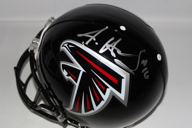 NFL - FALCONS JUSTIN HARDY SIGNED FALCONS PROLINE HELMET | The official ...