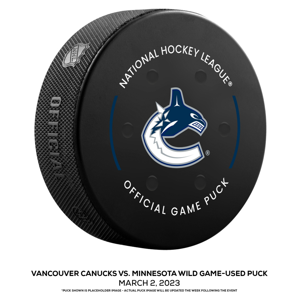 Vancouver Canucks Game-Used Puck vs. Minnesota Wild on March 2, 2023 ...
