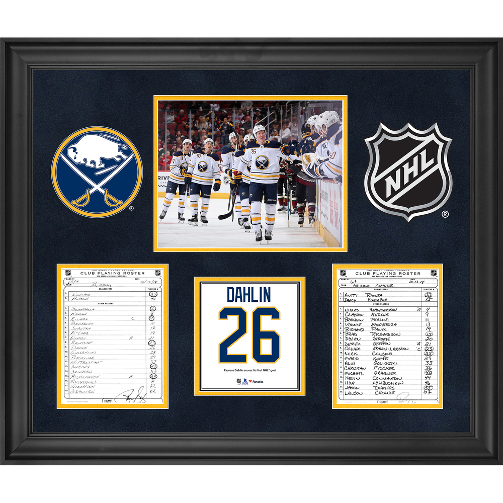 Buffalo Sabres Framed Original Line-Up Cards from October 13, 2018 vs ...