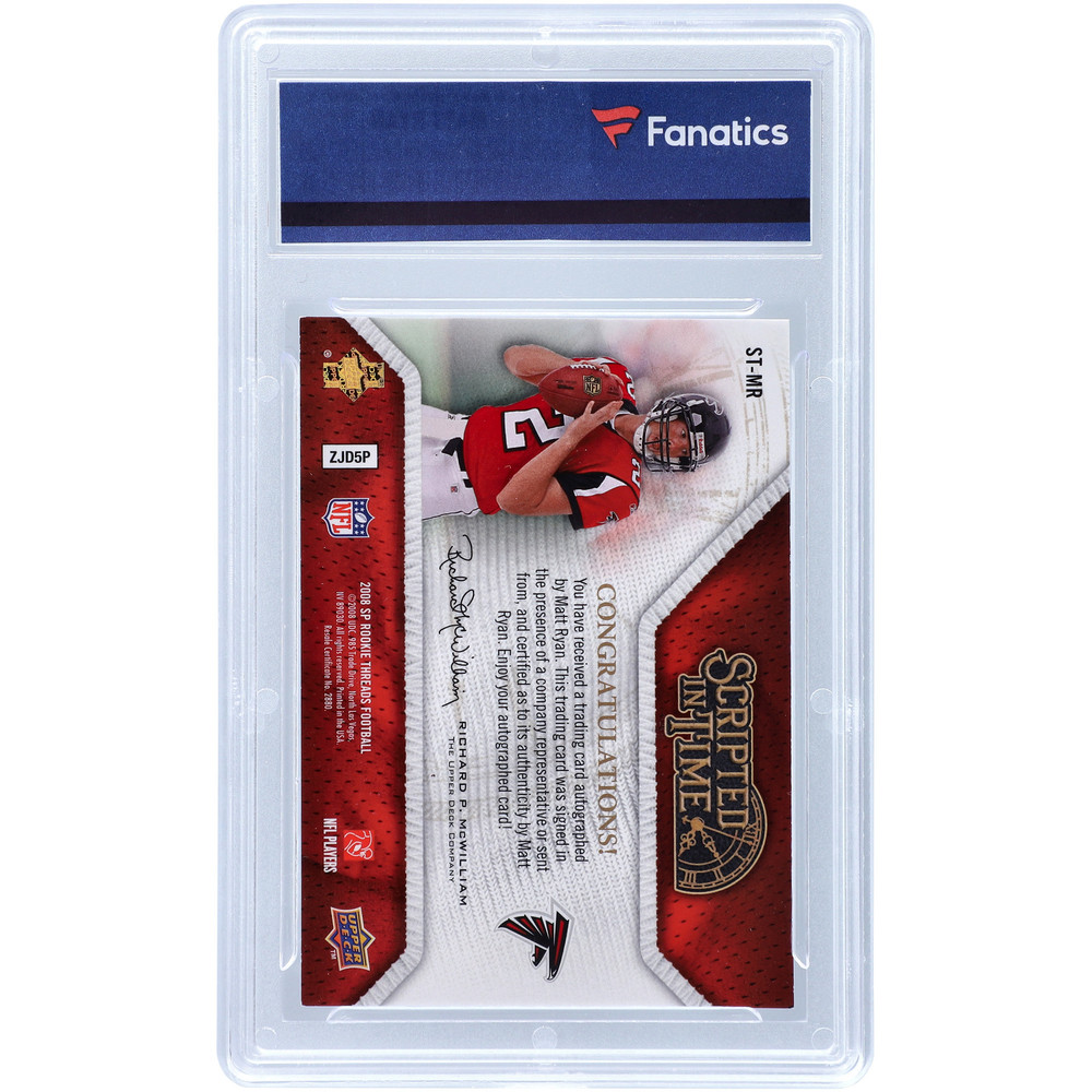 Matt Ryan Atlanta Falcons Autographed 2008 Upper Deck SP Rookie Threads ...