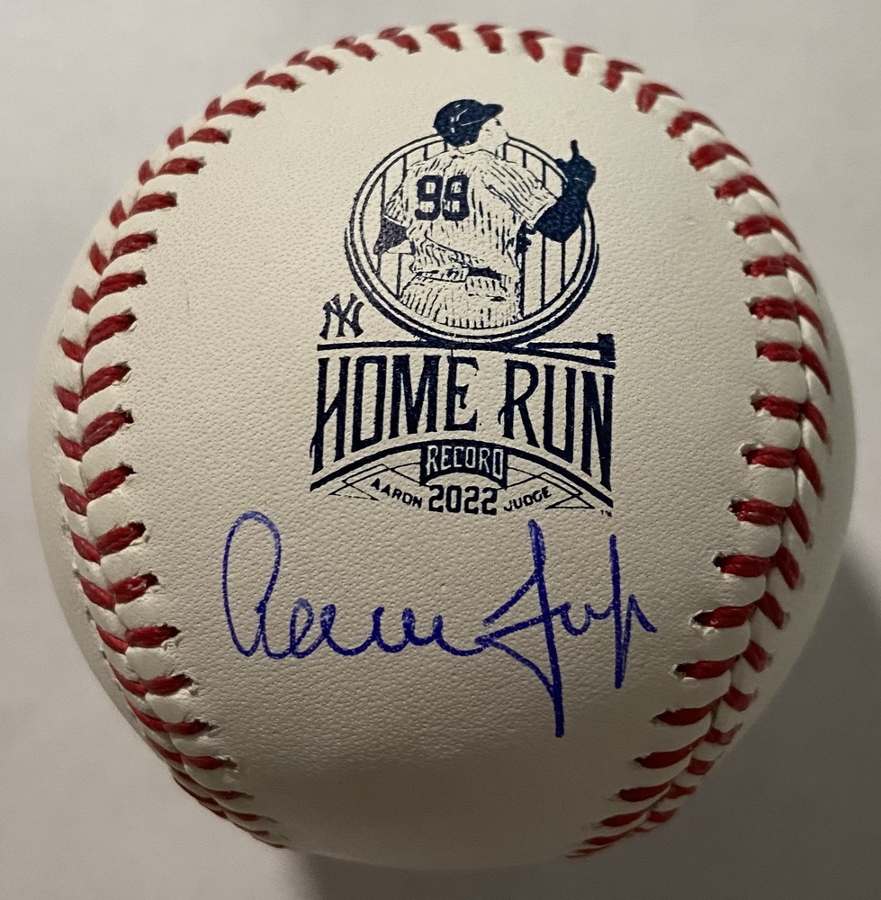 Aaron Judge Autographed 2022 HR Record Logo Baseball | MLB Auctions