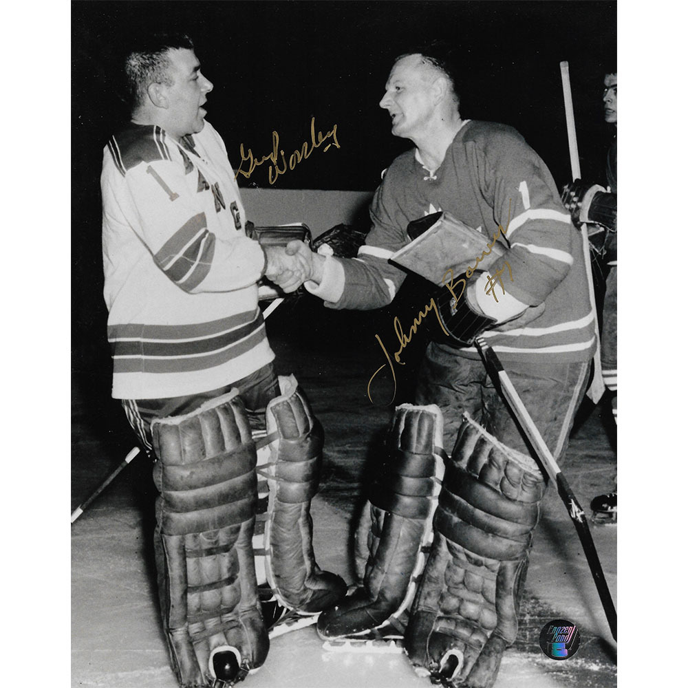 Johnny Bower & Gump Worsley Dual-Signed 8X10 Photo - NHL Auctions