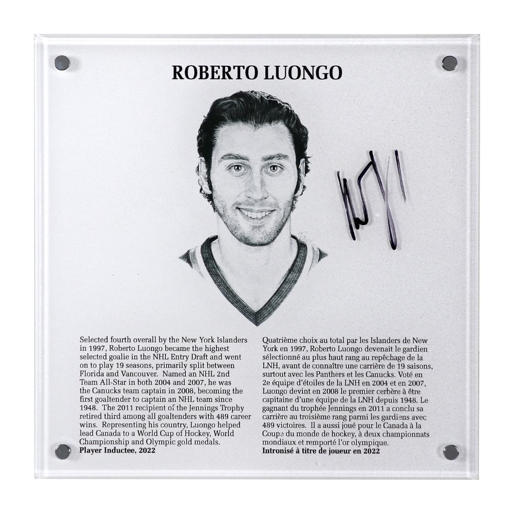 Roberto Luongo Autographed Legends Line Honoured Member Plaque ...