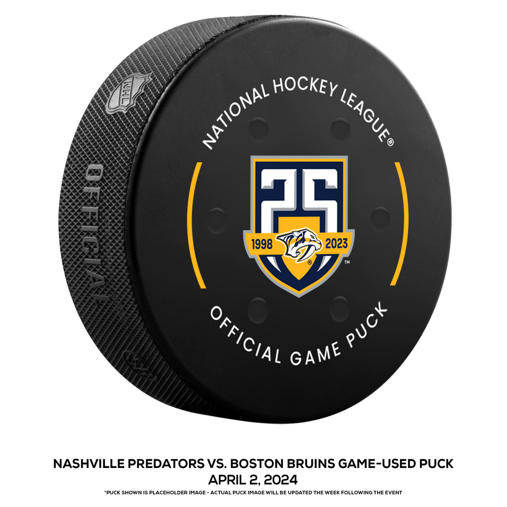Nashville Predators Game-Used Puck vs. Boston Bruins on April 2, 2024 ...