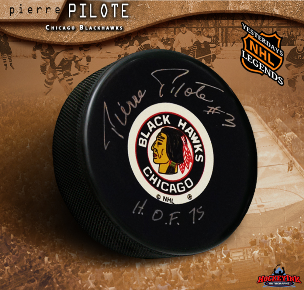 PIERRE PILOTE Signed Chicago Blackhawks Puck - NHL Auctions