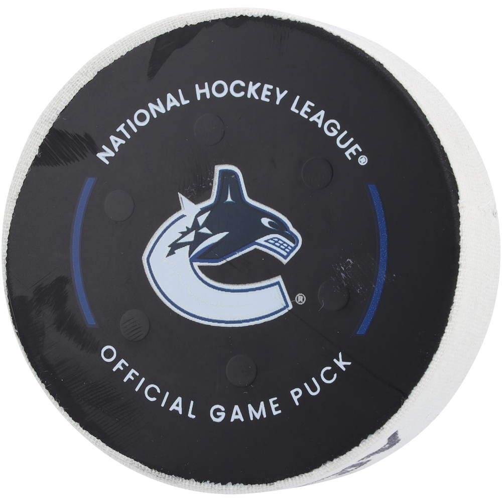 Vancouver Canucks Game-Used Puck vs. Arizona Coyotes on April 10, 2024 ...