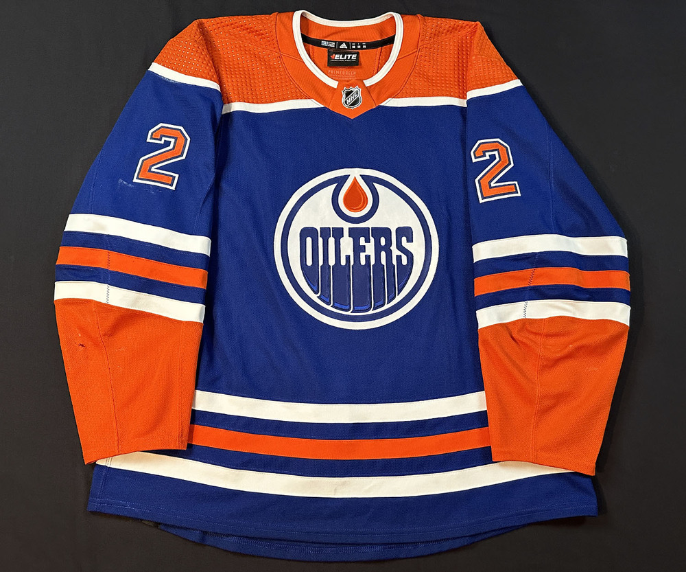 Evan Bouchard #2 - 2022-23 Edmonton Oilers Game-Worn Royal Blue Set #4 ...