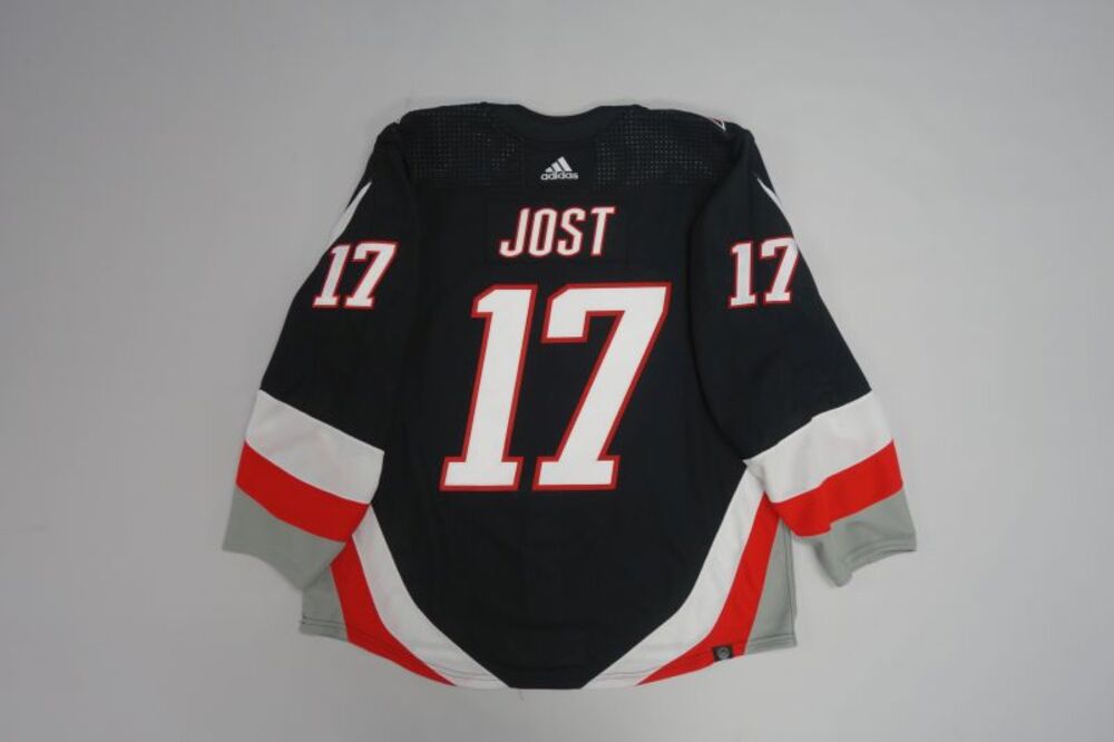 Tyson Jost 2023-24 Jeff Skinner's 1000th Game Jersey - Issued for Warm ...