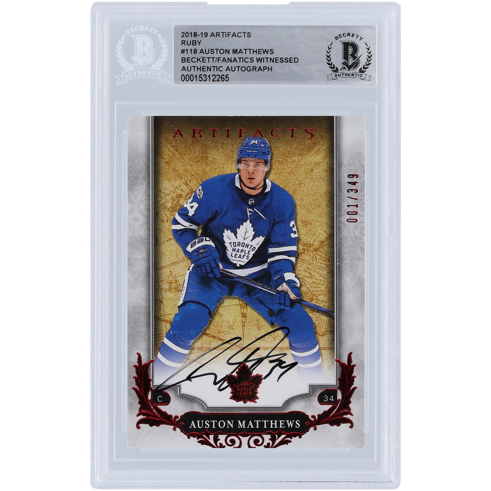 Auston Matthews Toronto Maple Leafs Autographed 2018-19 Upper Deck Artifacts Ruby #118 #1/349 ...