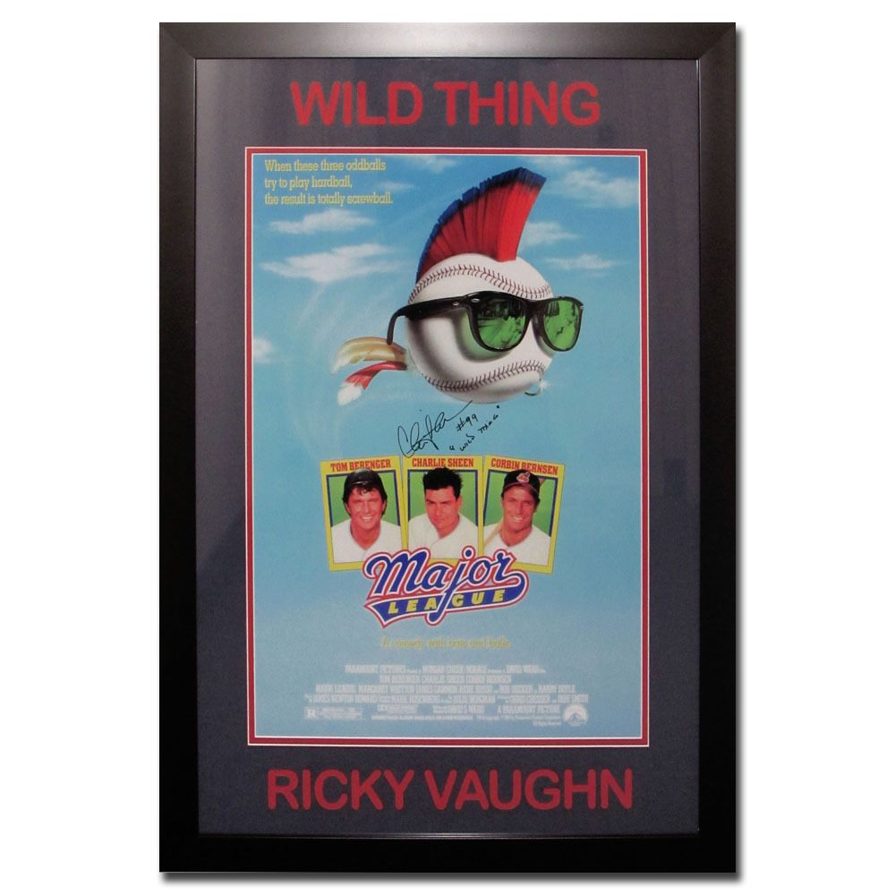Charlie Sheen Autographed Framed Major League Poster w/WILD THING ...