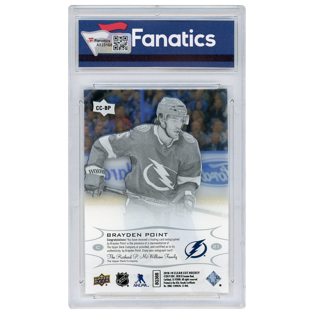Brayden Point Tampa Bay Lightning Autographed 2018-19 Upper Deck Clear ...