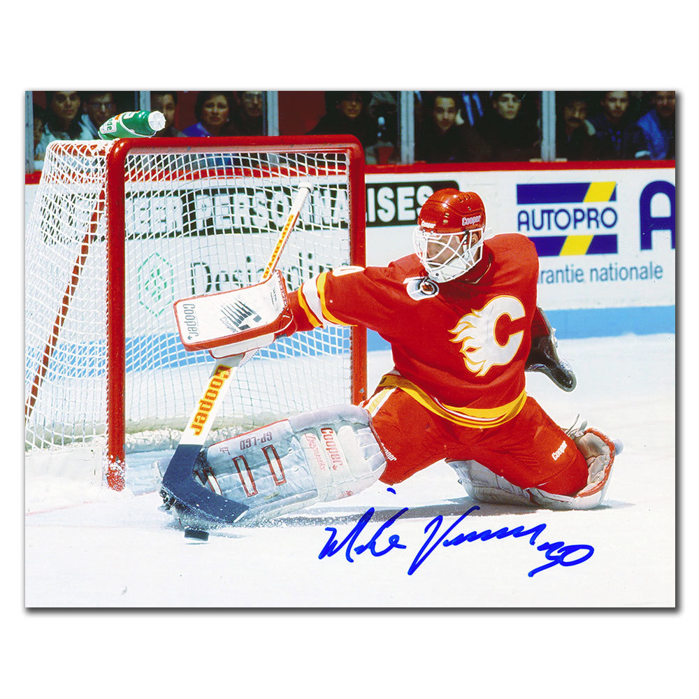 Mike Vernon Calgary Flames KICK SAVE Autographed 8x10 - NHL Auctions