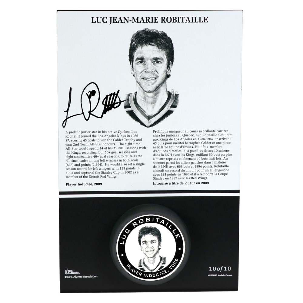 Luc Robitaille Autographed Legends Line Honoured Member Puck Stand ...
