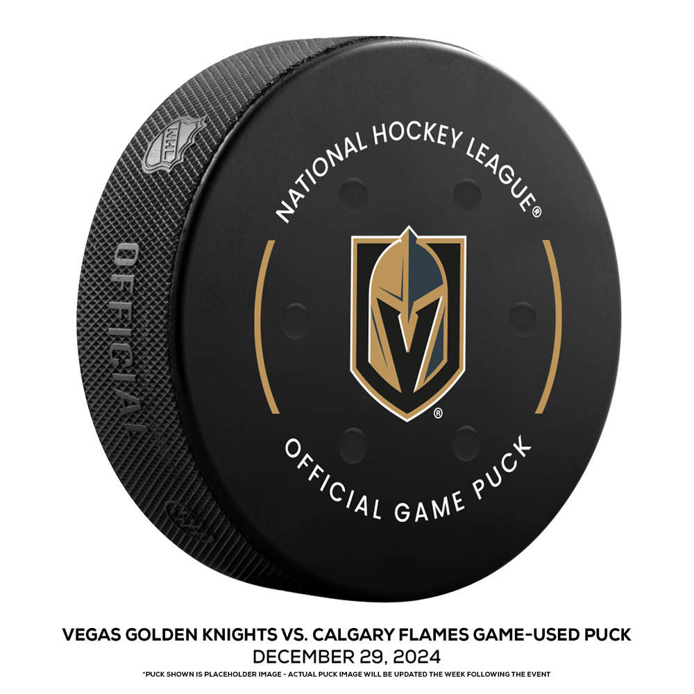 Vegas Golden Knights Game Used Puck vs. Calgary Flames on December 29 ...