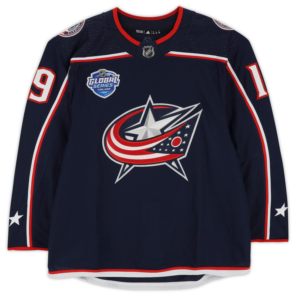 Liam Foudy Columbus Blue Jackets Global Series Game-Used #19 Blue ...