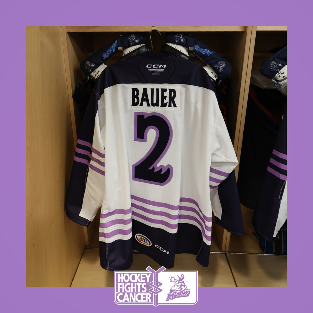 TYREL BAUER Game Issued Hockey Fights Cancer Jersey - NHL Auctions