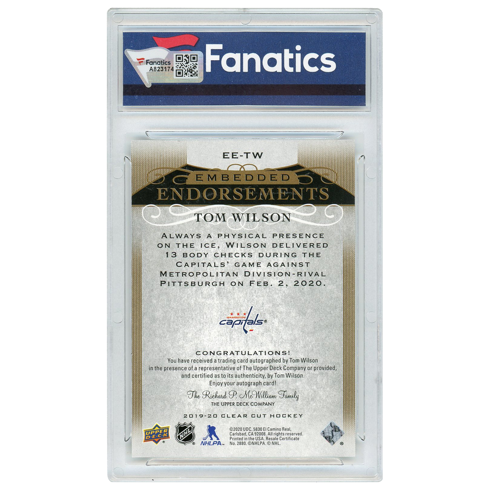 Tom Wilson Washington Capitals Autographed 2019-20 Upper Deck Clear Cut ...