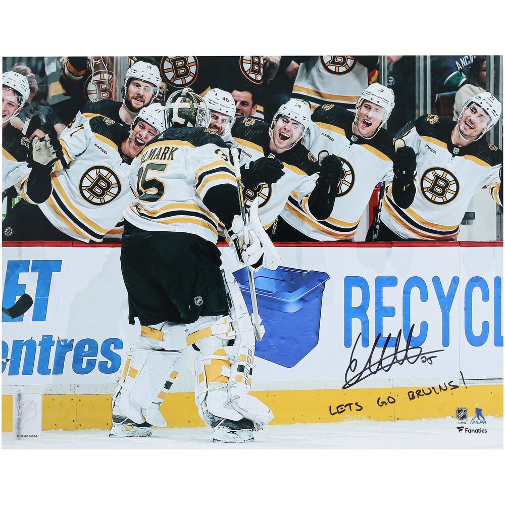 Linus Ullmark Boston Bruins Autographed 11" x 14" Goal Celebrating ...