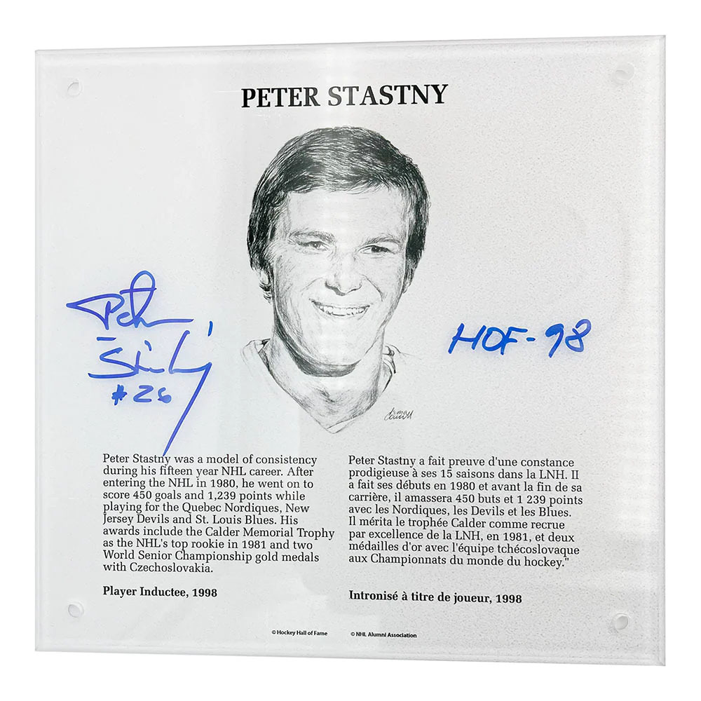 Peter Stastny Autographed NHL Legends HOF Plaque - NHL Auctions