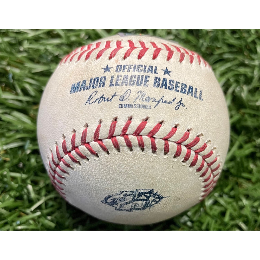 Game Used 25th Anniversary Baseball: Andres Munoz strikes out Jonathan Aranda - Bottom 9 ...