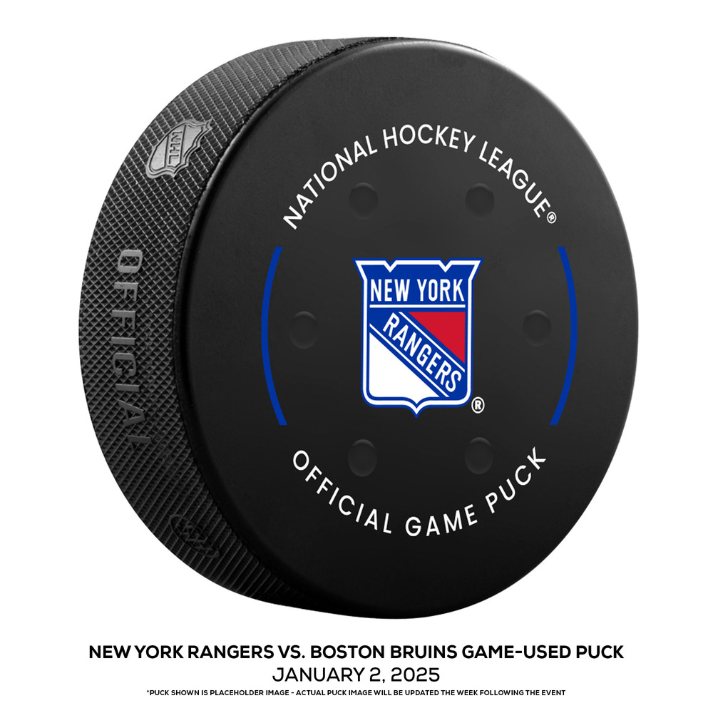 New York Rangers Game Used Puck vs. Boston Bruins on January 2, 2025 ...