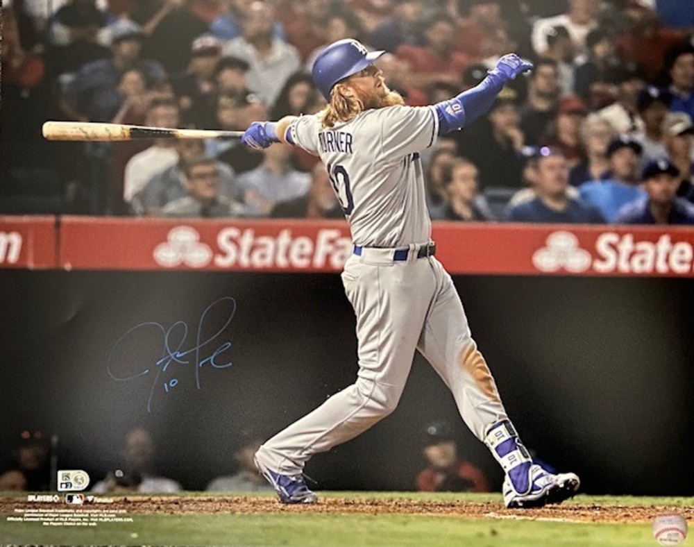 Justin Turner Autographed 16x20 - Swing Road Grey | MLB Auctions
