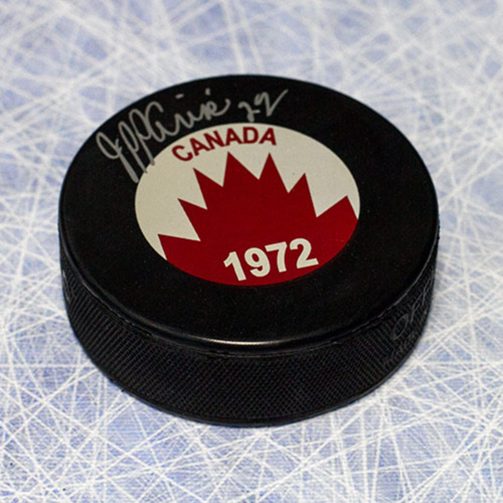 J.P. Parise Team Canada Autographed 1972 Canada Hockey Puck - NHL Auctions