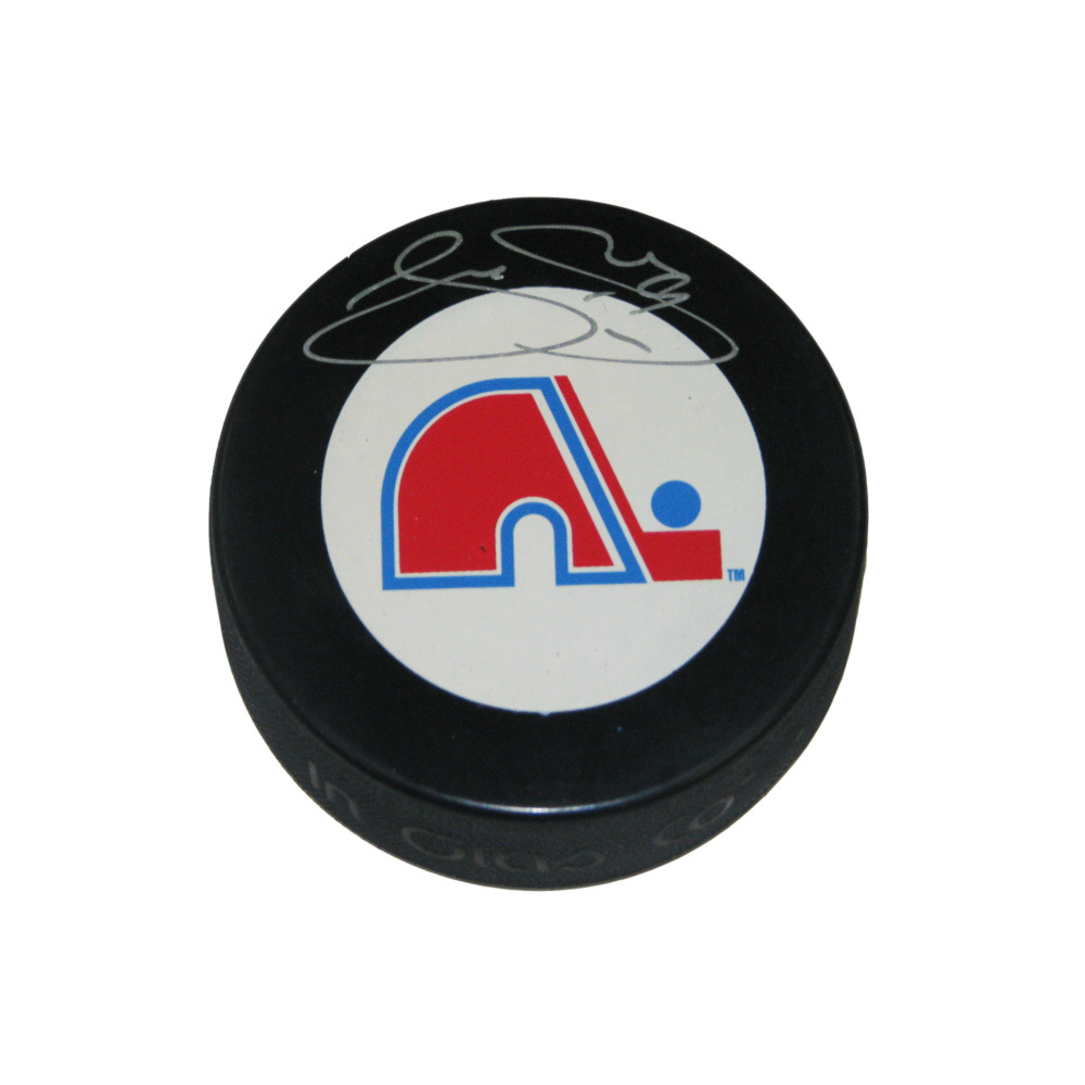 JOE SAKIC Signed Quebec Nordiques Puck BIG LOGO - NHL Auctions