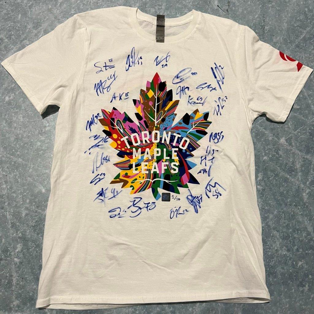 Toronto Maple Leafs Team Signed Pride Game T-Shirt (LE 1/10) | Real ...