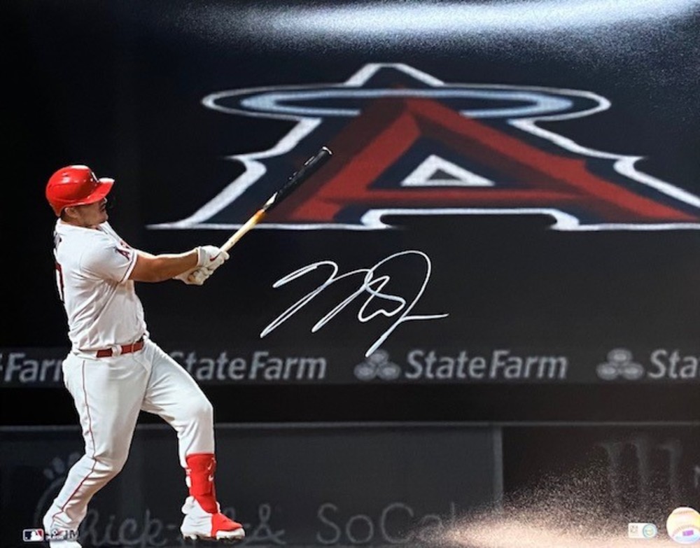 Mike Trout Autographed 16x20 - Swinging Spotlight | MLB Auctions