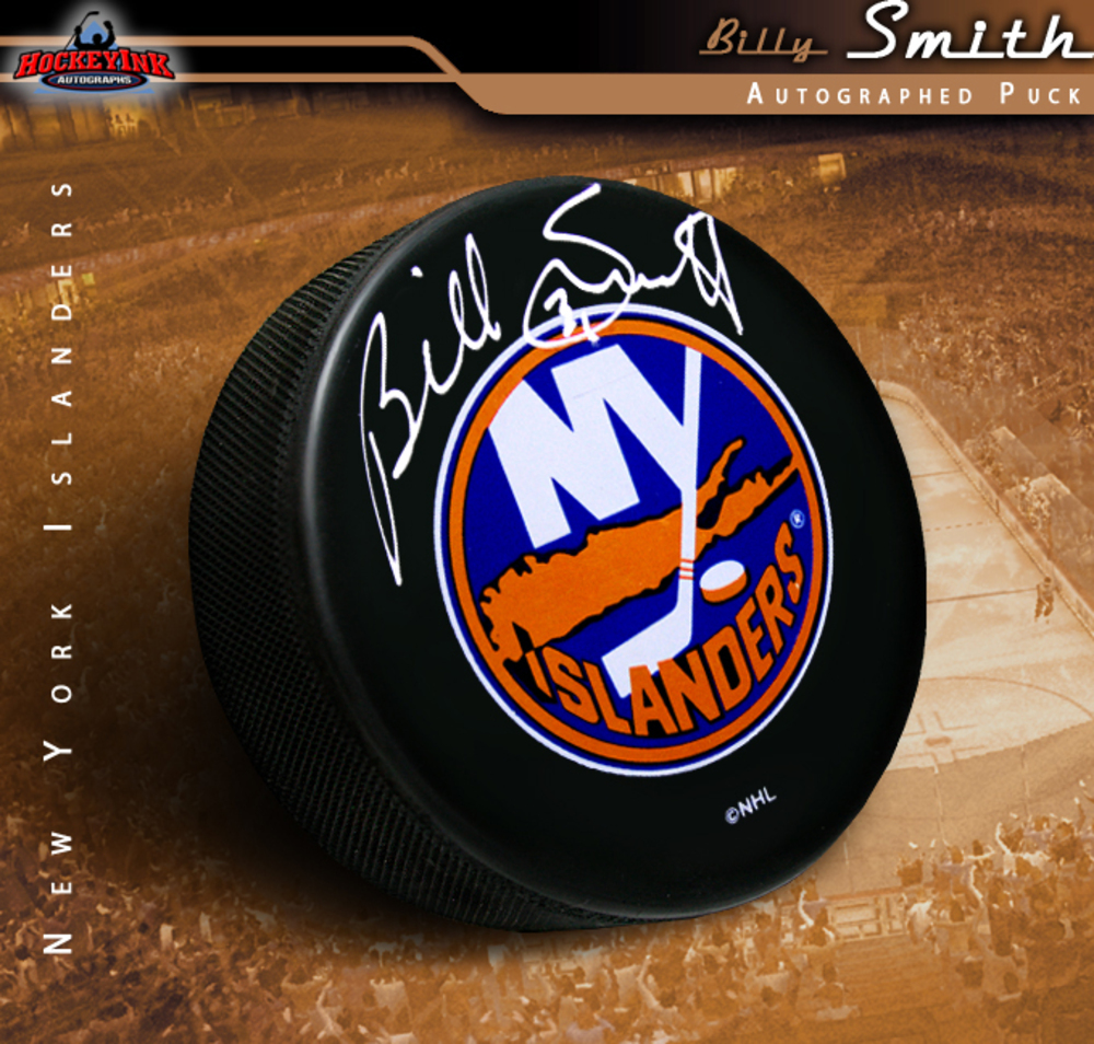 BILLY SMITH Signed New York Islanders Puck - NHL Auctions
