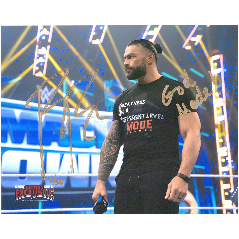 Roman Reigns WWE Autographed 8" x 10" Standing in Ring Photograph with ...
